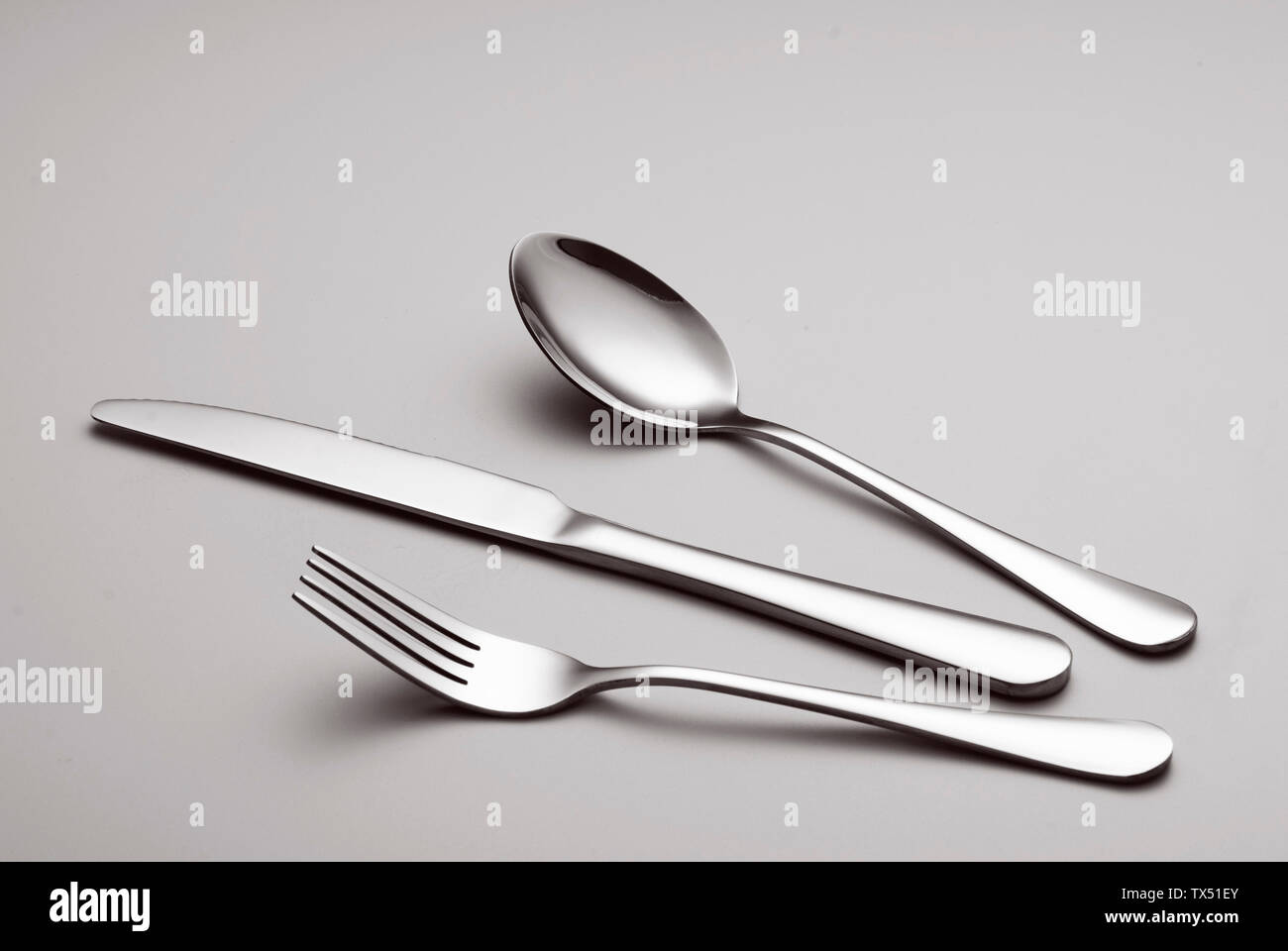 Stainless steel knife and fork spoon Stock Photo - Alamy