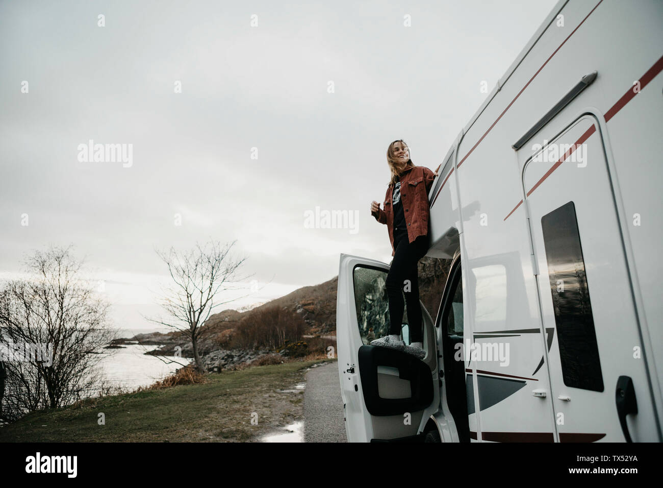 Happy tourist camper van hi-res stock photography and images - Alamy