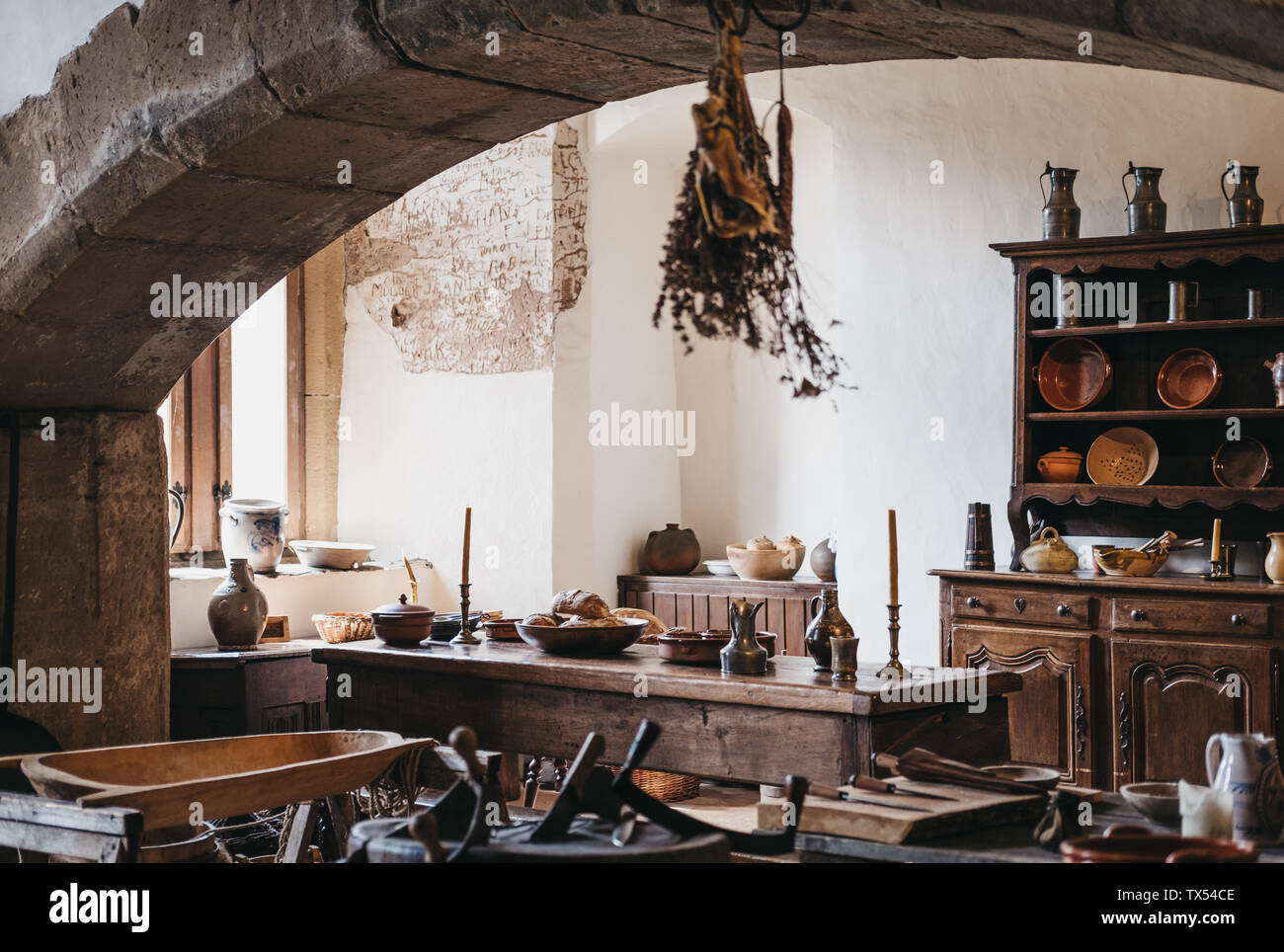 Vianden, Luxembourg - May 18, 2019: Recreated exhibit of medieval ...