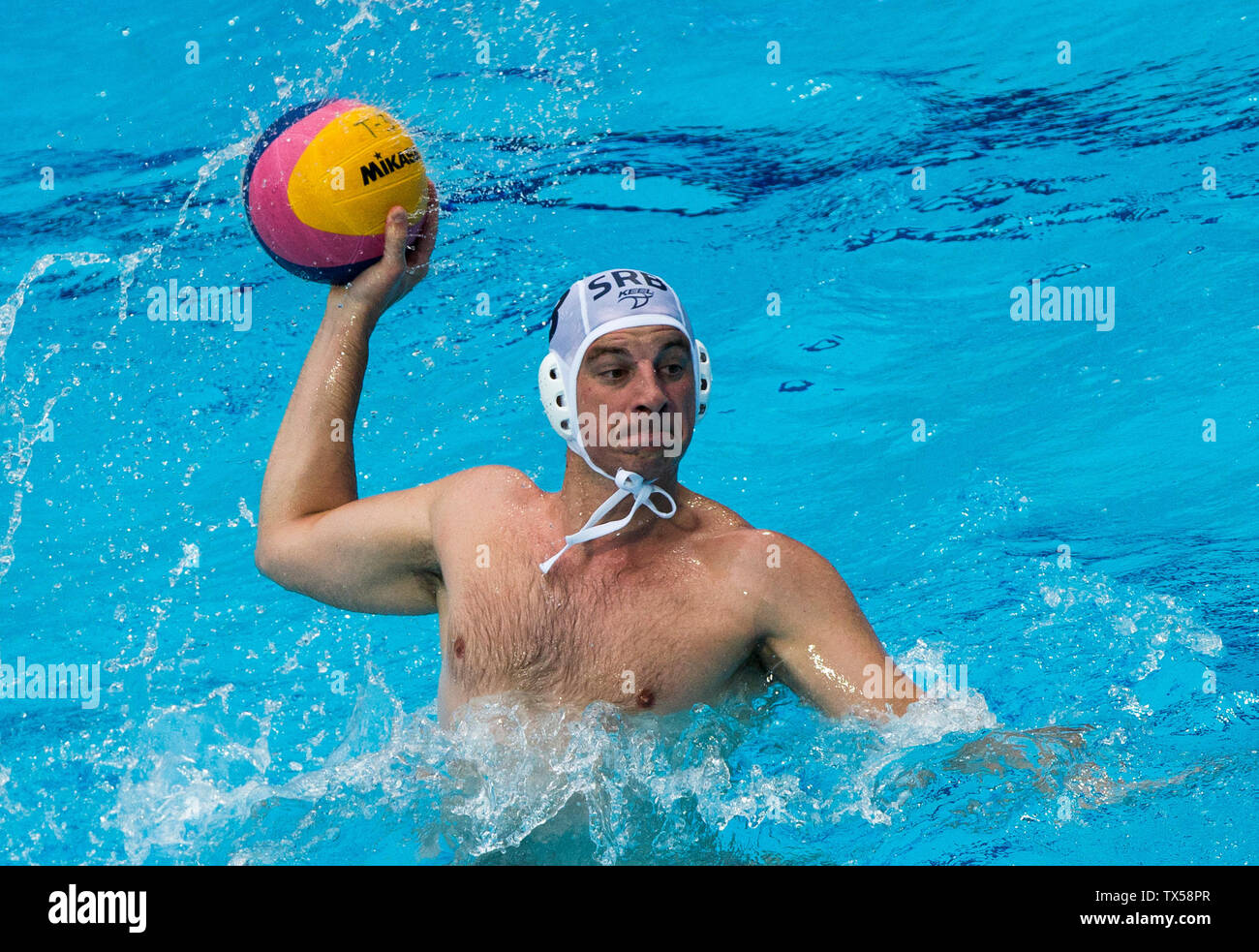 Milan Aleksic of Serbia shoots at goal Stock Photo - Alamy