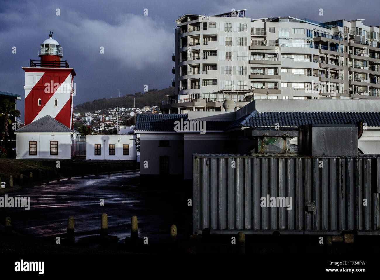 South Africa's Green Point Lighthouse in the Cape Town Atlantc coastal ...