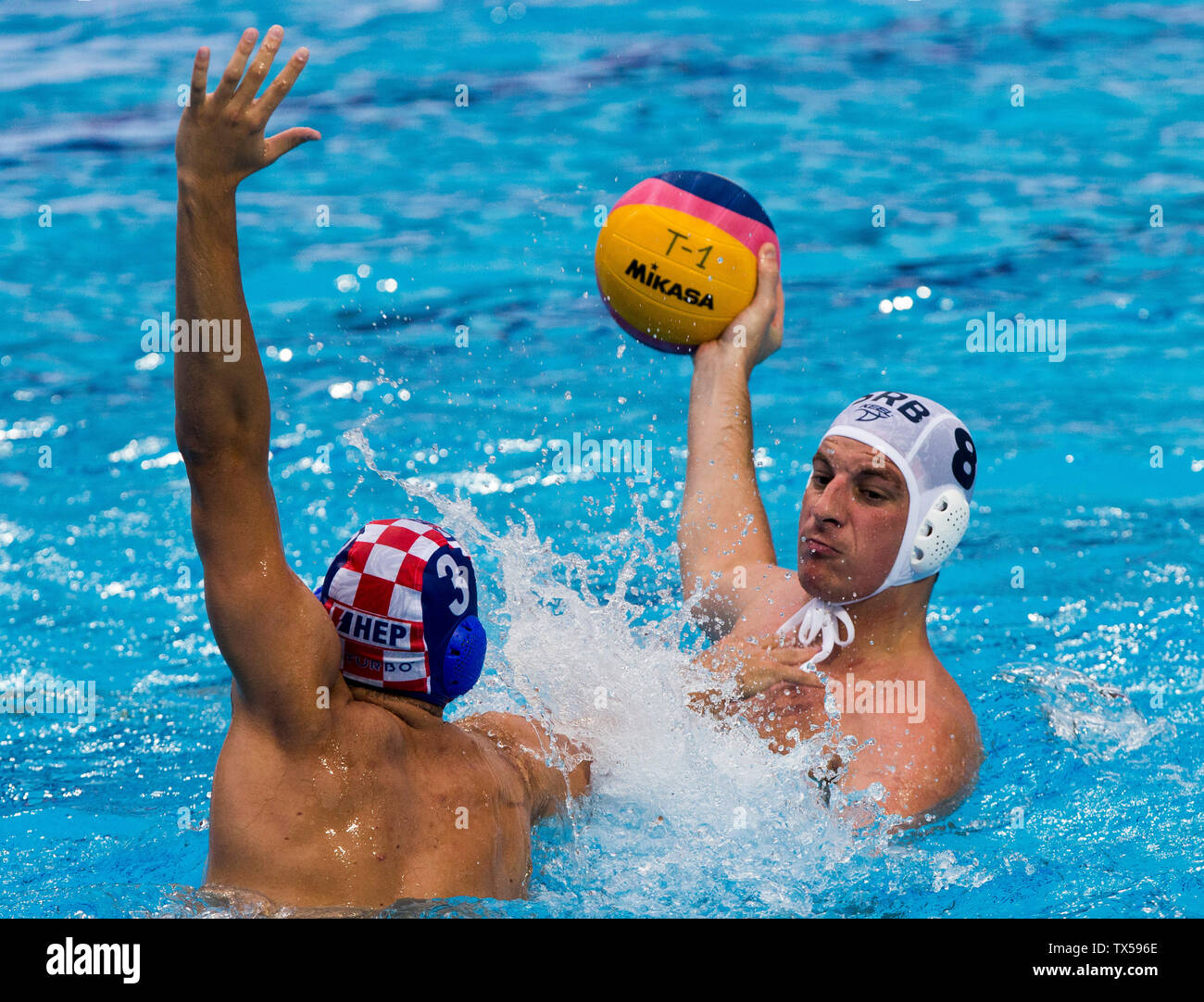 Milan Aleksic of Serbia vies with Loren Fatovic of Croatia Stock Photo ...