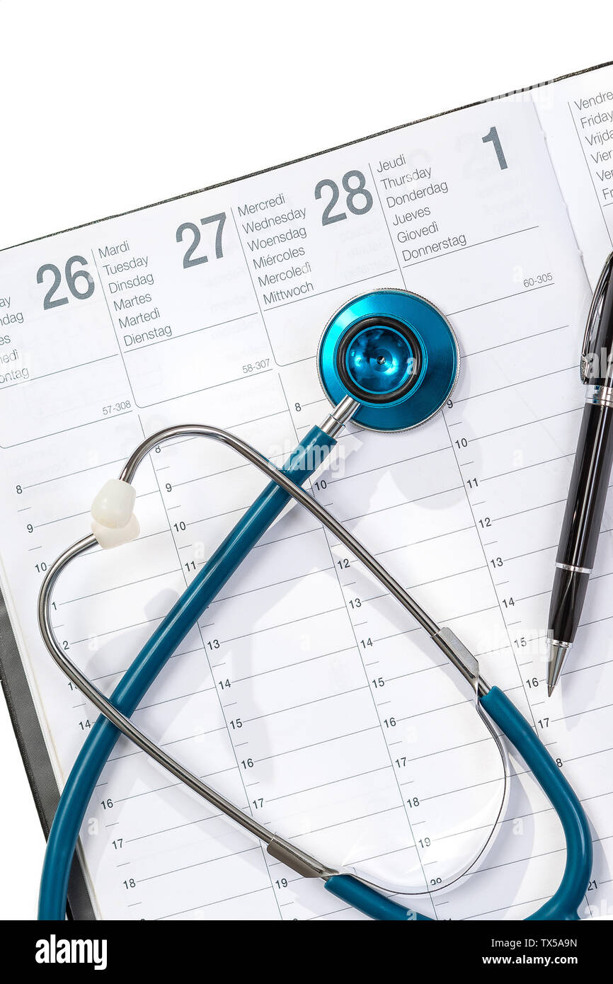Doctor appointment plan concept.Stethoscope Notebook Notes Schedule ...
