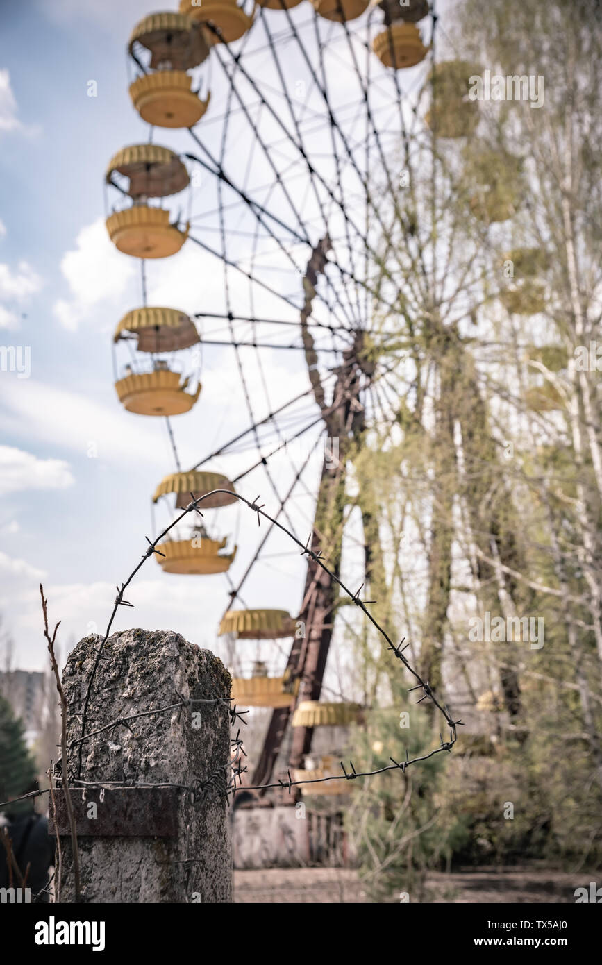Old ferris wheel in the ghost town of Pripyat. Consequences of the ...