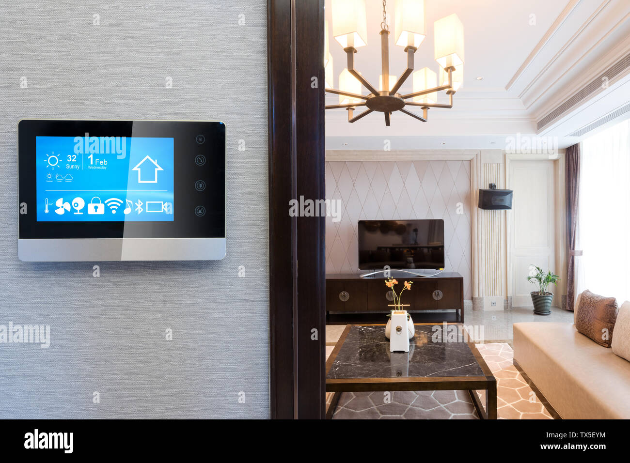 digitalscreen in smart home Stock Photo - Alamy