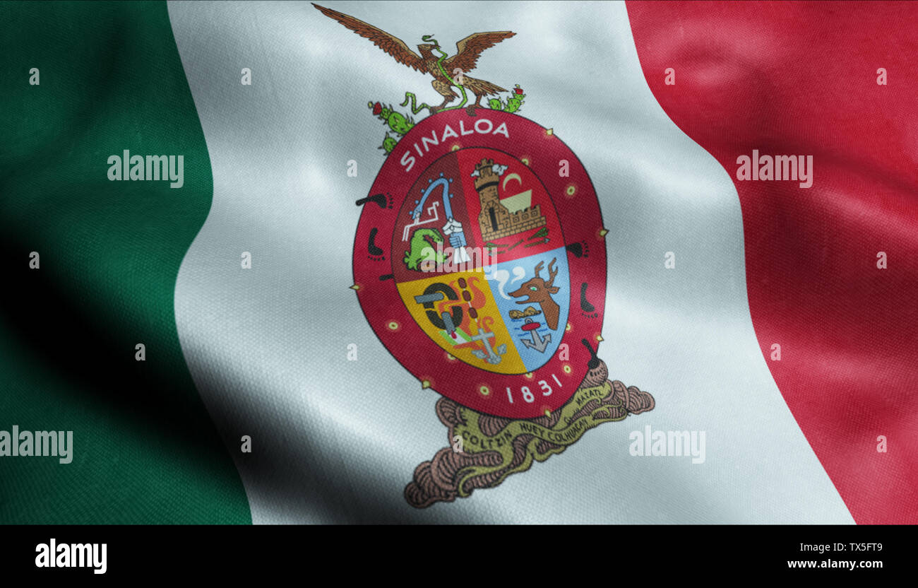 Sinaloa City Flag Country Mexico Closeup View 3D Rendering Stock Photo ...