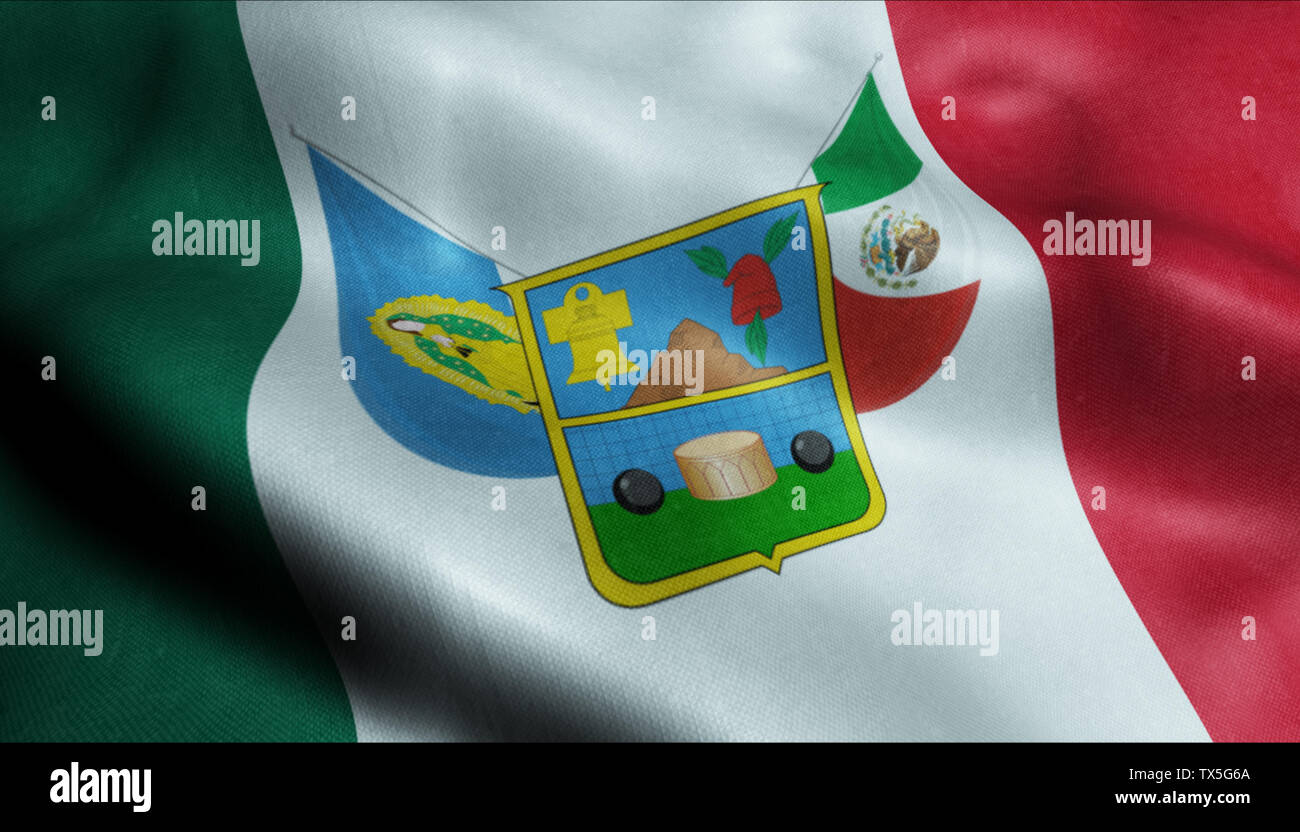 Hidalgo City Flag Country Mexico Closeup View 3D Rendering Stock Photo ...