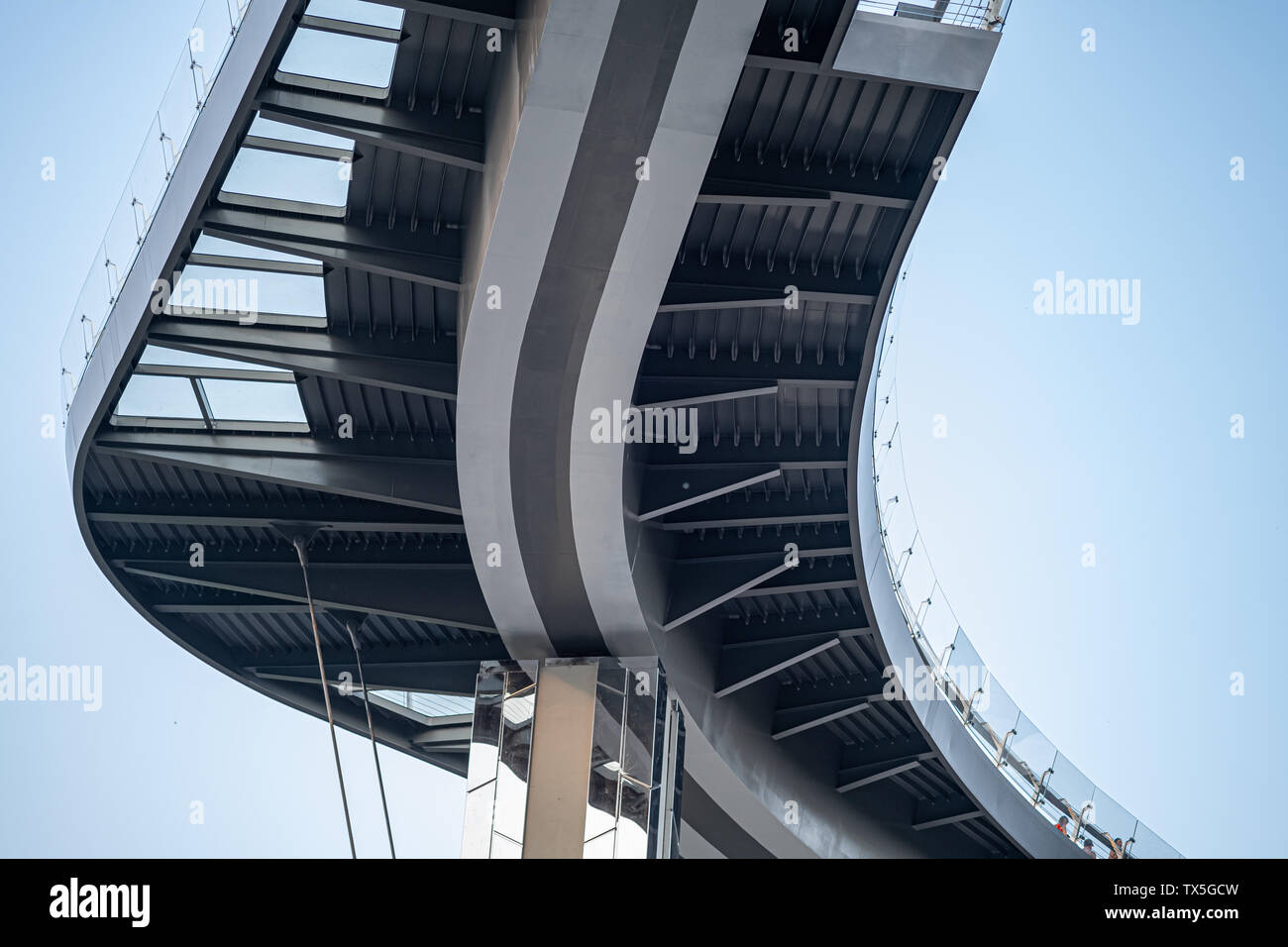 the bottom view of modern bridge, the bottom structure of expressway ...