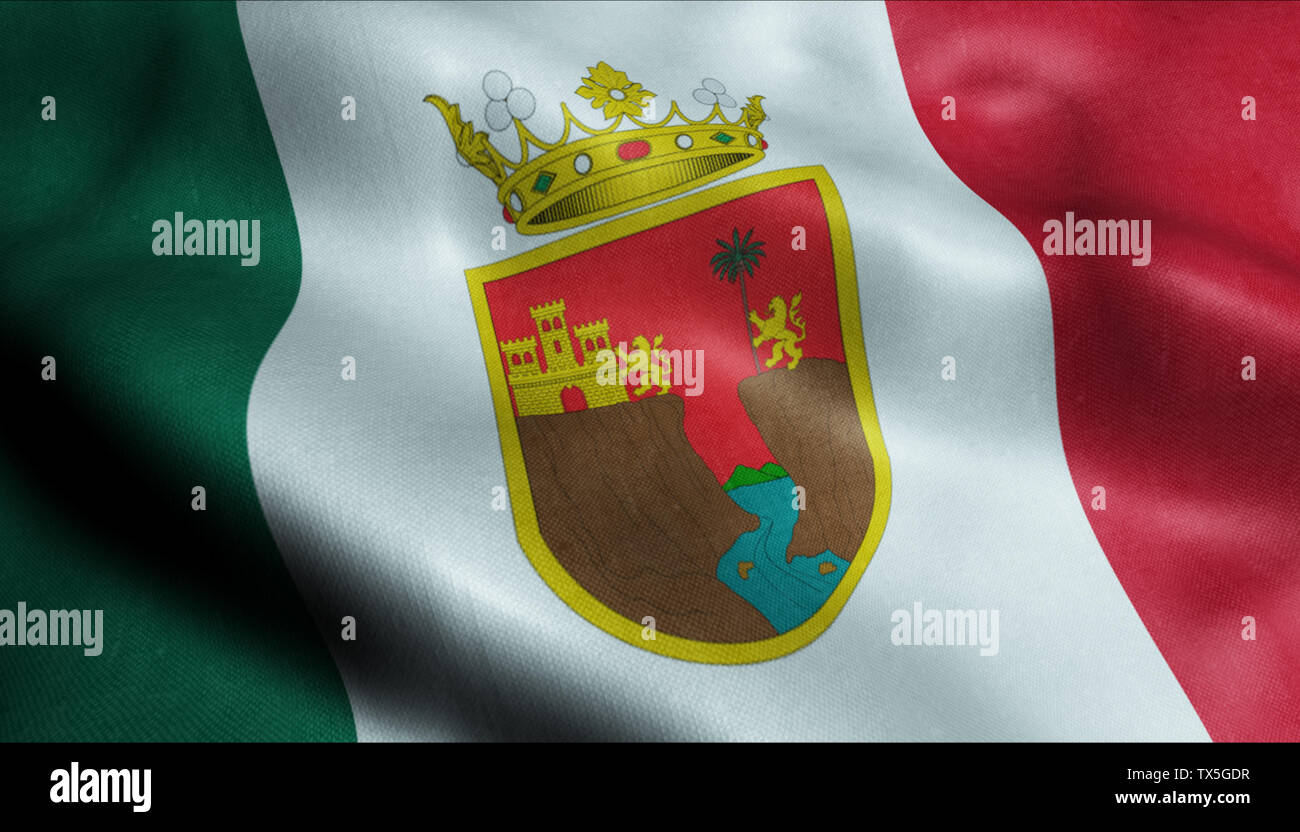 Chiapas City Flag Country Mexico Closeup View 3D Rendering Stock Photo ...