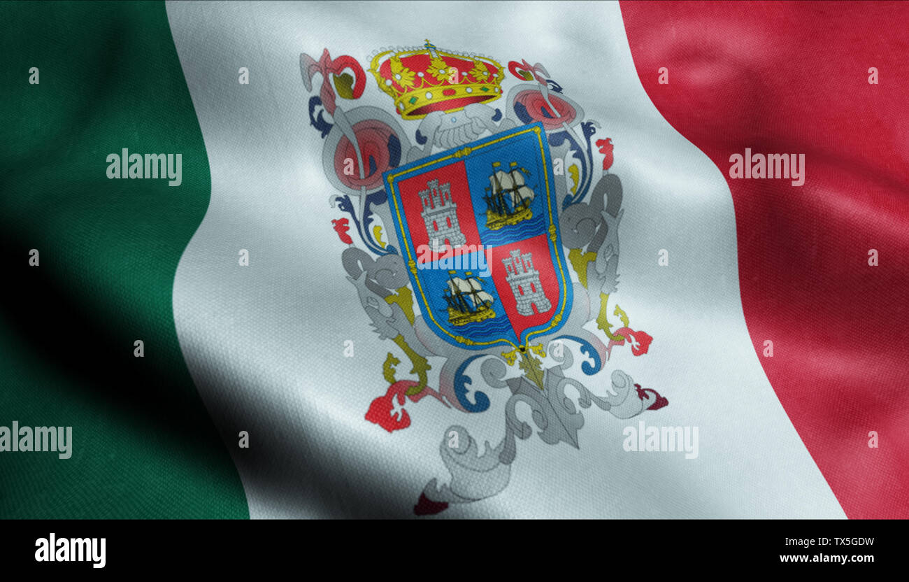 Campeche City Flag Country Mexico Closeup View 3D Rendering Stock Photo ...