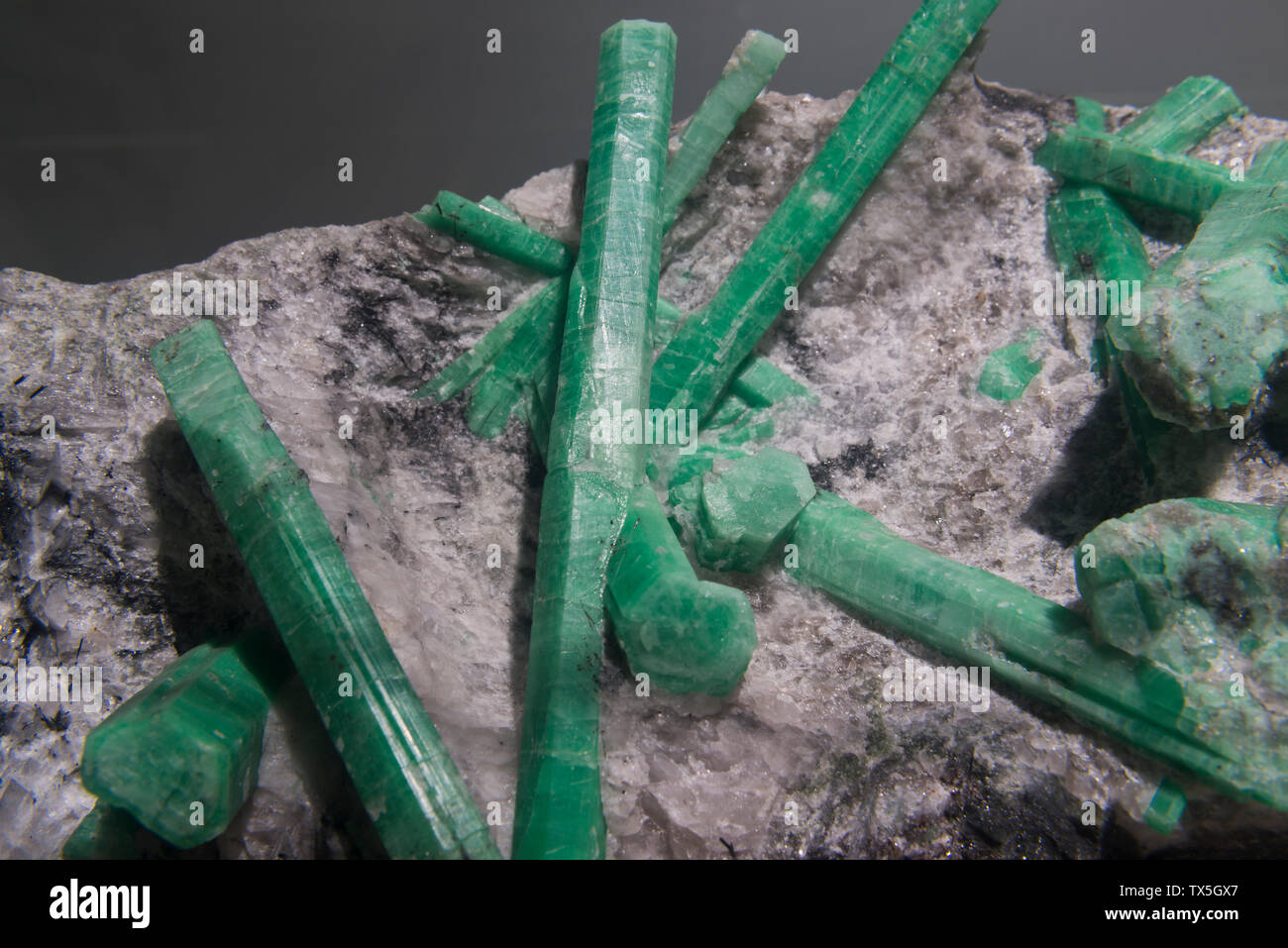 Emerald in host rock. From Yunnan, China. Geological Museum of China ...