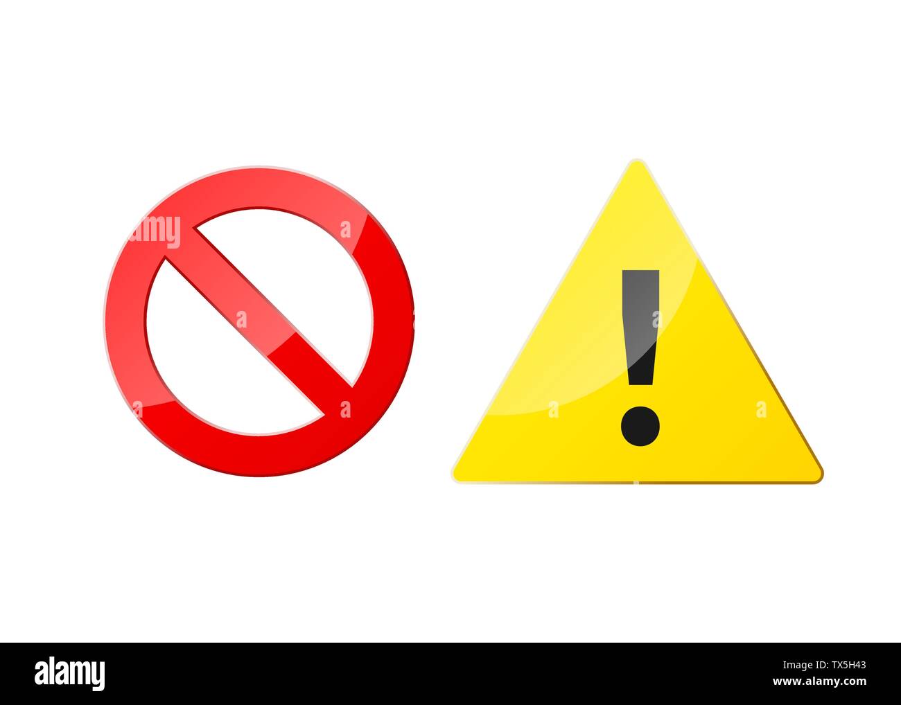Stop and Attention icons for web and app. Ban and Warning stickers ...