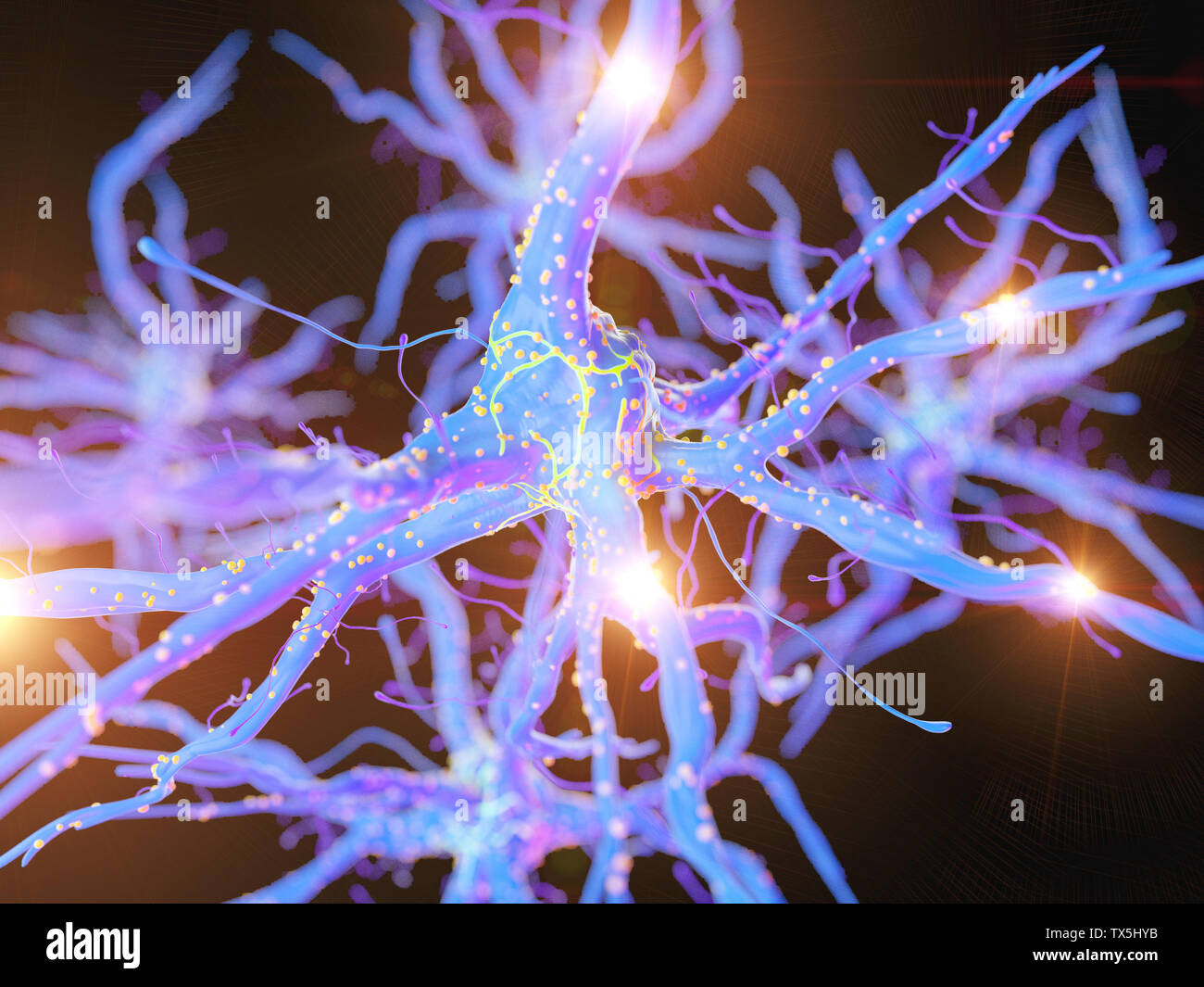 3d rendered, medically accurate illustration of an active nerve cell ...