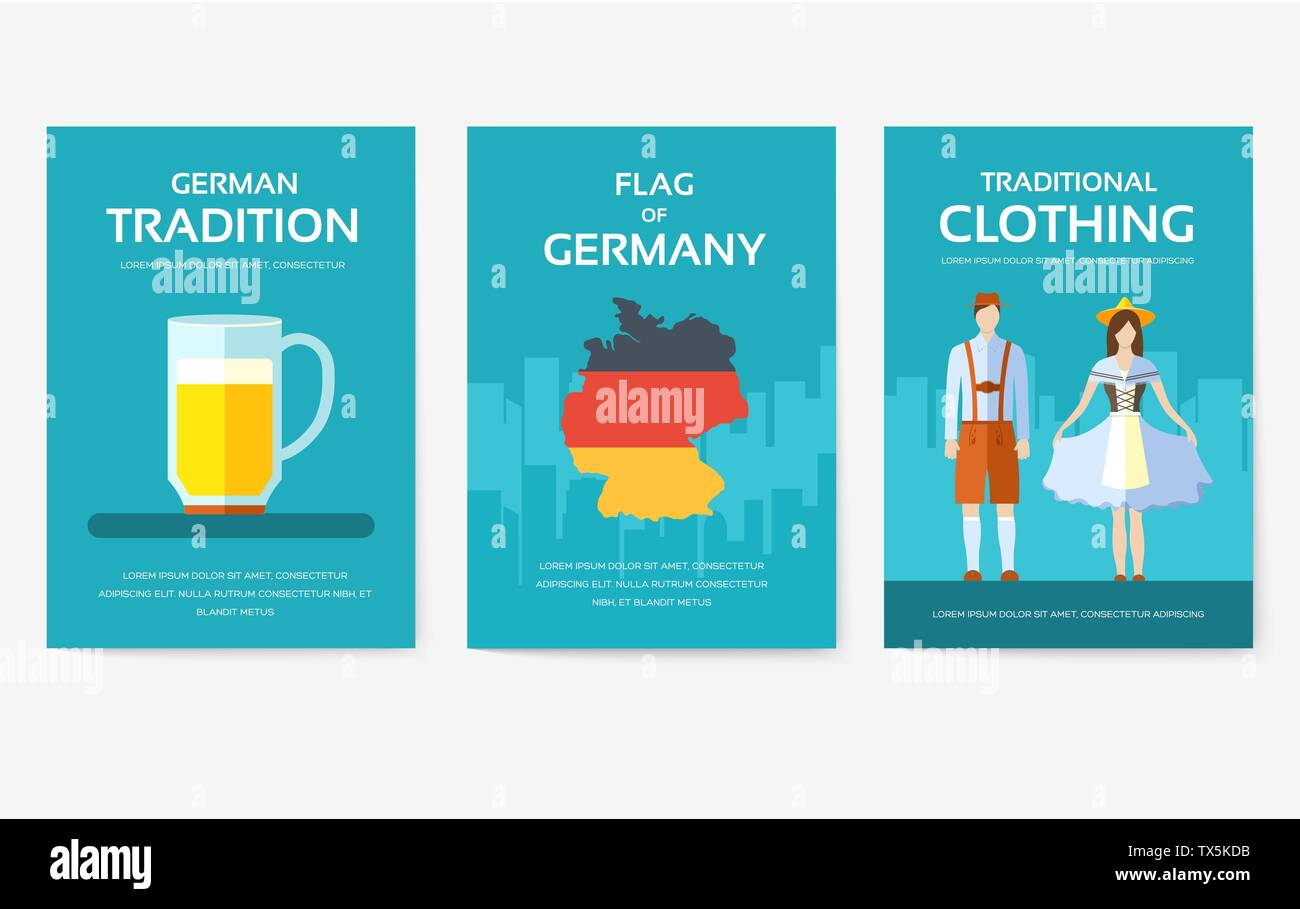 Set of Germany country ornament travel tour concept. Monument ...