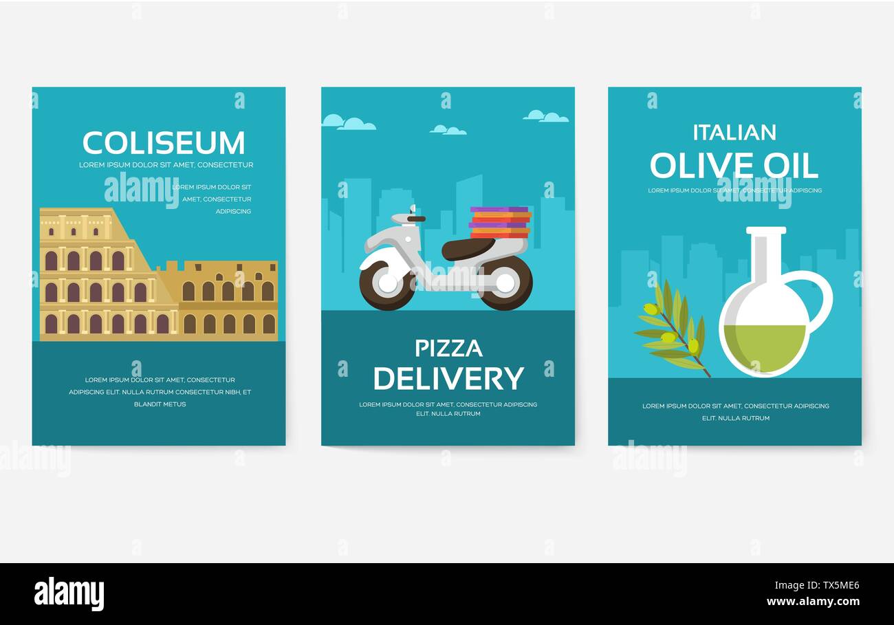 Set of Italy country ornament travel tour concept. Asia traditional ...