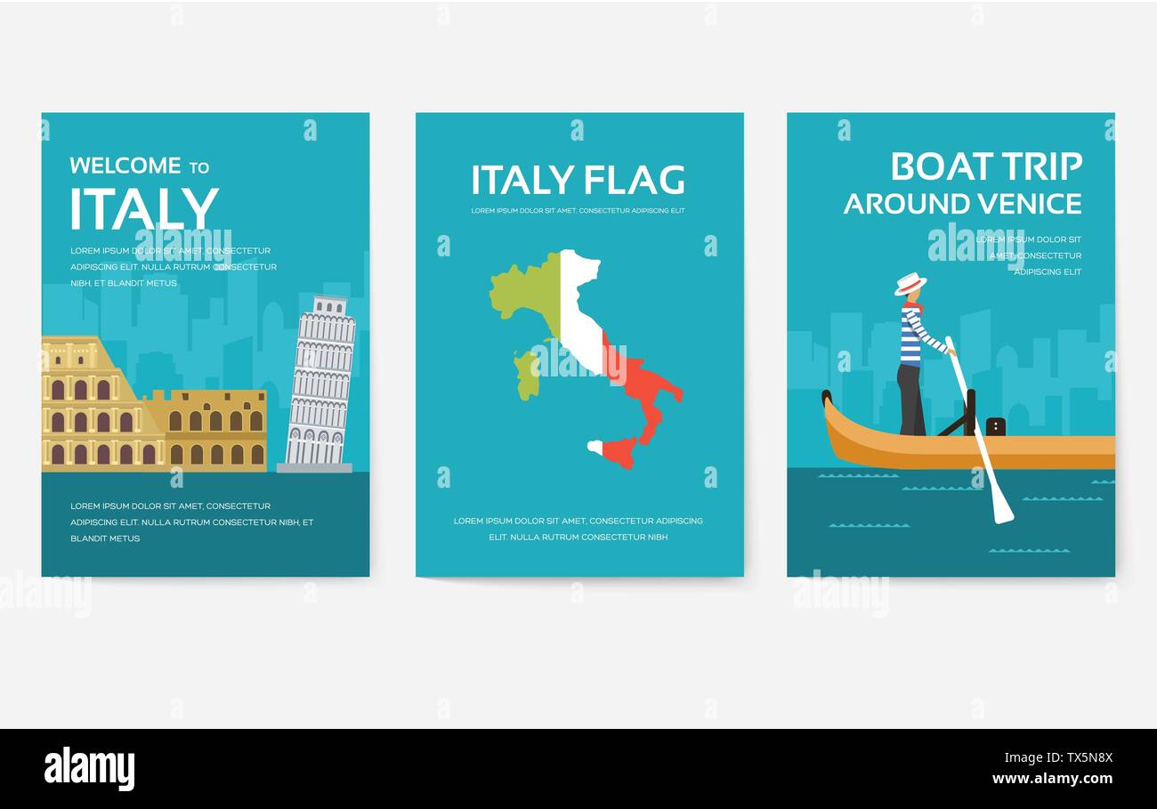 Set of Italy country ornament travel tour concept. Asia traditional ...