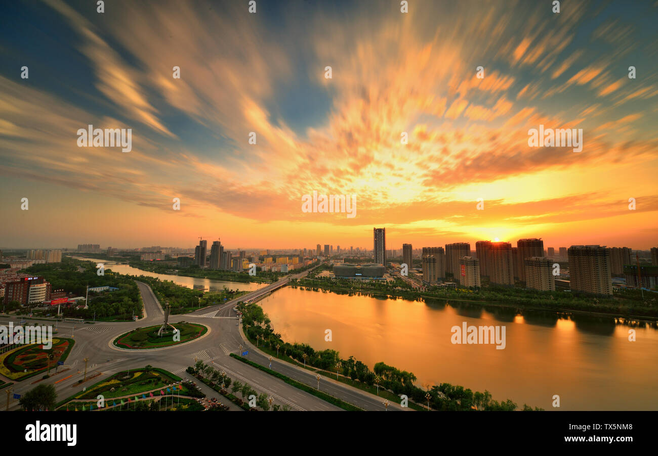 The urban scenery of Liaocheng, Shuicheng, Jiangbei Province Stock ...