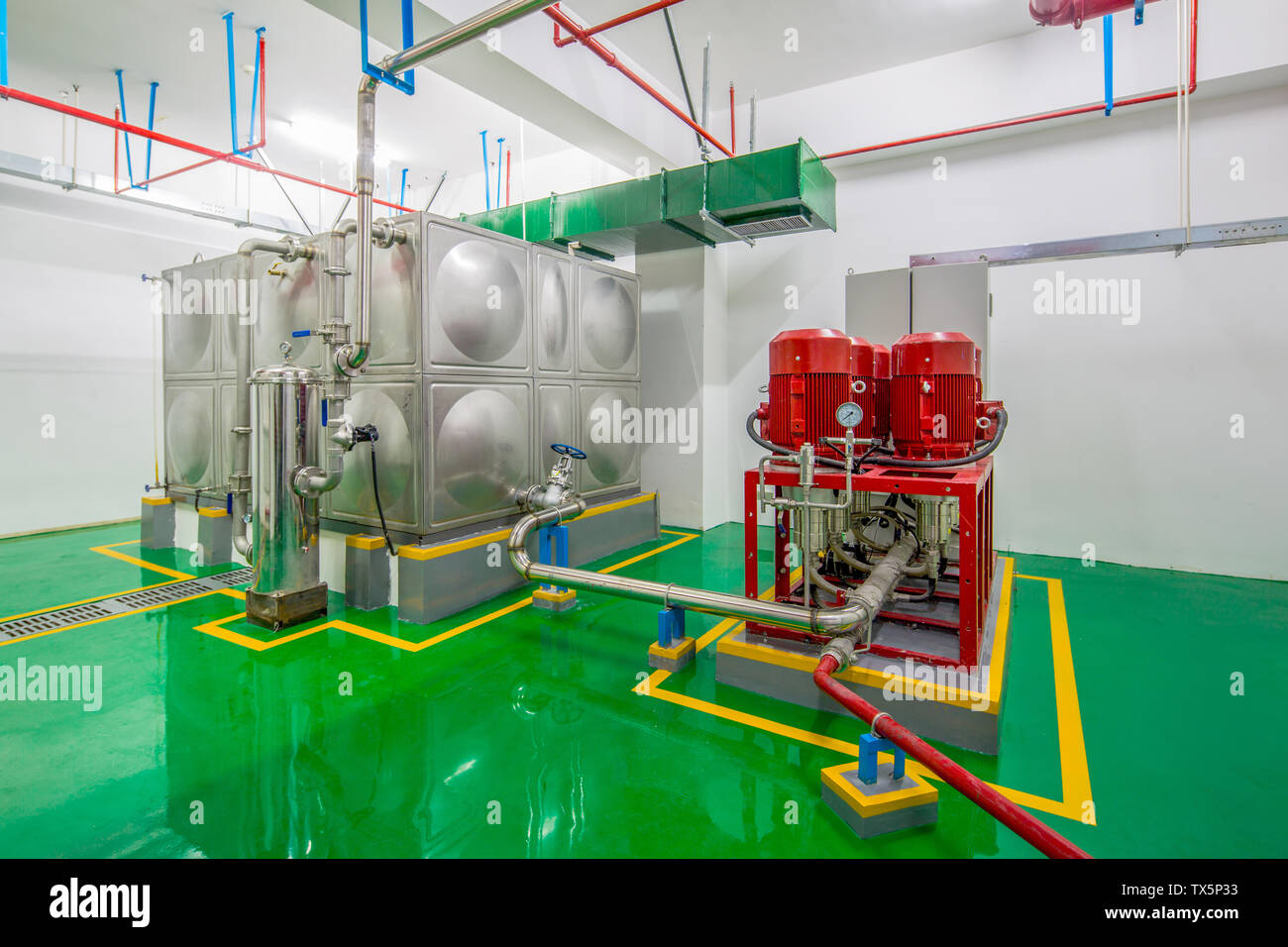 Fire pressurized pump room Stock Photo - Alamy