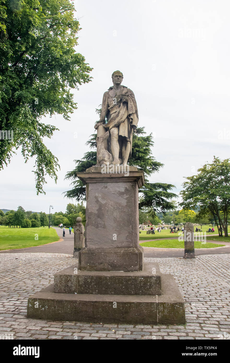Perth, Scotland, UK. 23rd June 2019: A statue of Scottish writer, Sir ...