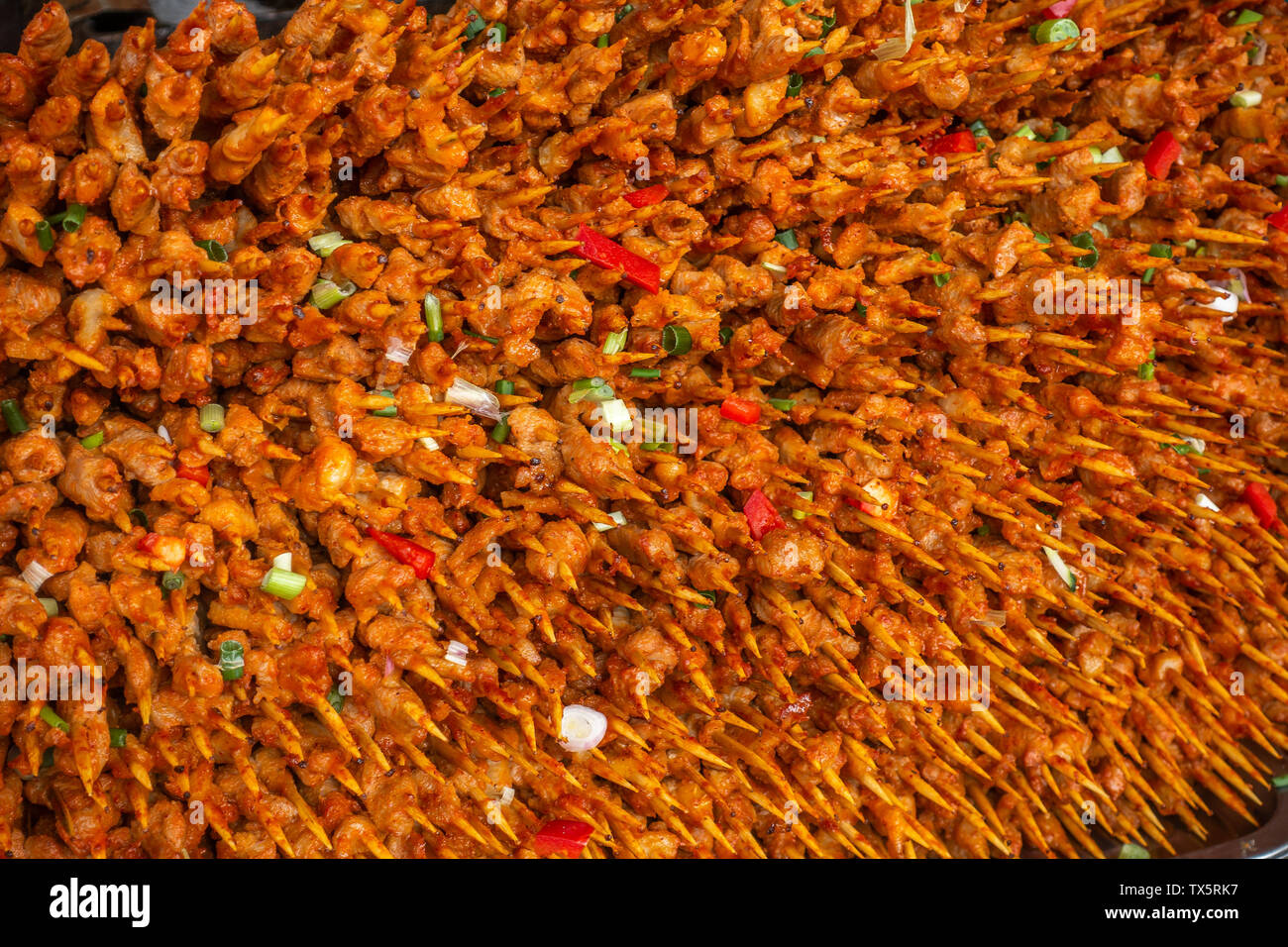 Barbecue stalls in piles of kebabs in summer Stock Photo - Alamy
