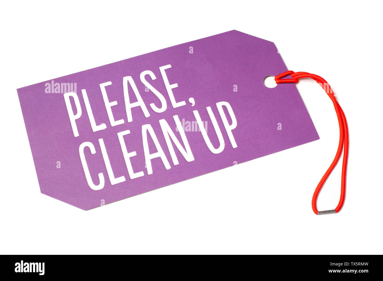 please clean up - hotel label Stock Photo - Alamy