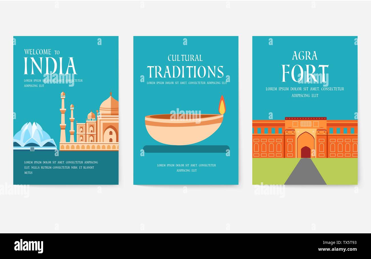 Set of India country ornament travel tour concept. Culture traditional ...