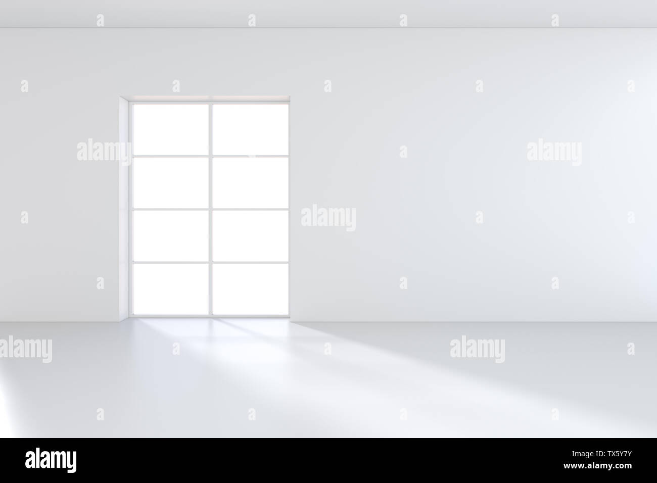 Window in white room with a bright light. 3D rendering Stock Photo - Alamy