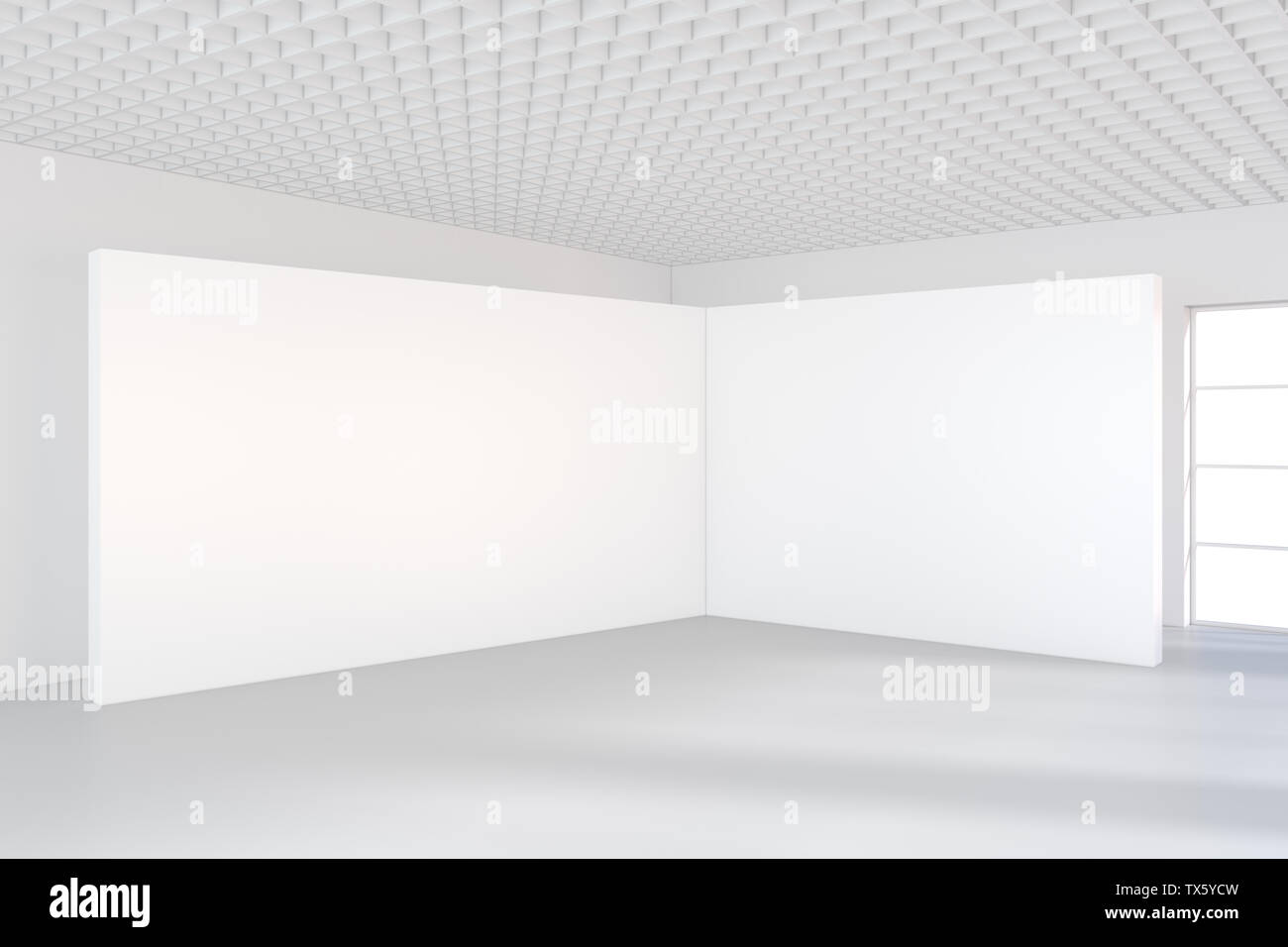 Blank exposition modern gallery,open space.Blank white empty canvas. 3d ...