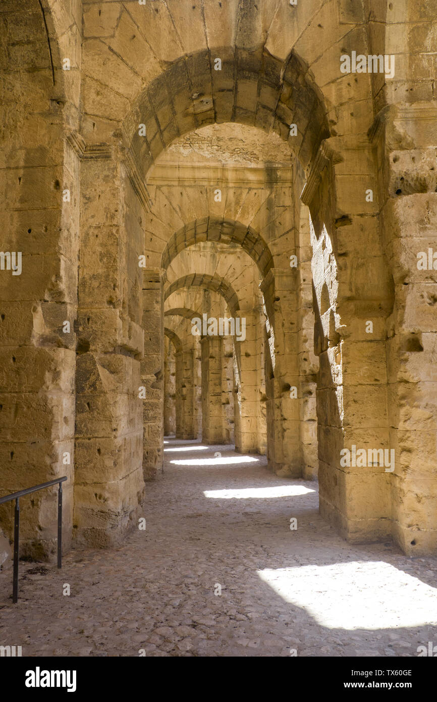 Amphitheater Ej-Djem, Tunisia, at the sun Stock Photo - Alamy