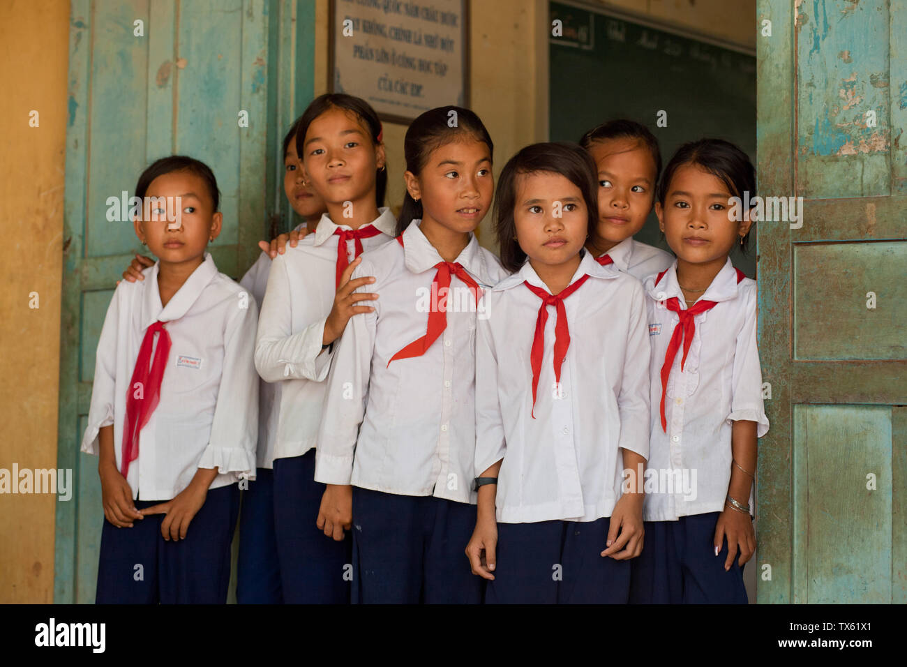 a group of Asian elementary school children in South Vietnam,, Ho Chi Minh City aka Saigon Stock ...