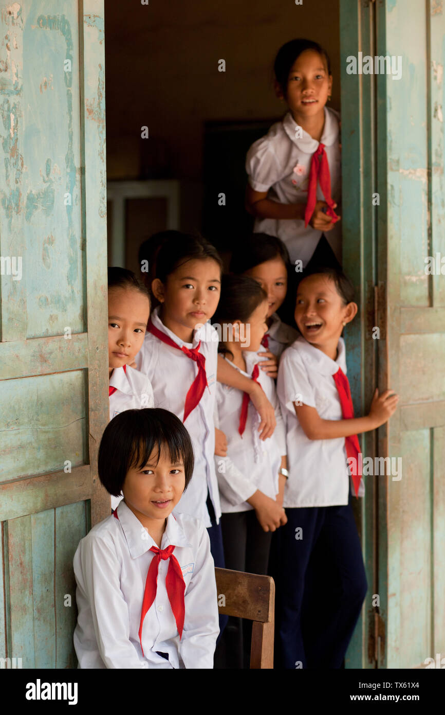 a group of Asian elementary school children in South Vietnam,, Ho Chi Minh City aka Saigon Stock ...