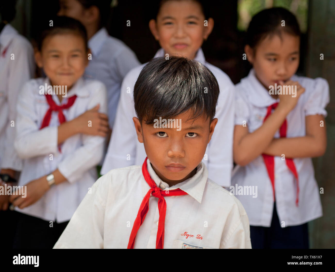 a group of Asian elementary school children in South Vietnam,, Ho Chi Minh City aka Saigon Stock ...
