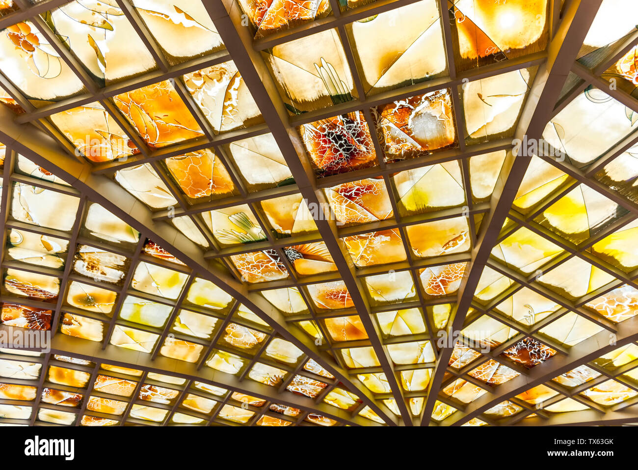 Modern stained glass roof close-up Stock Photo - Alamy