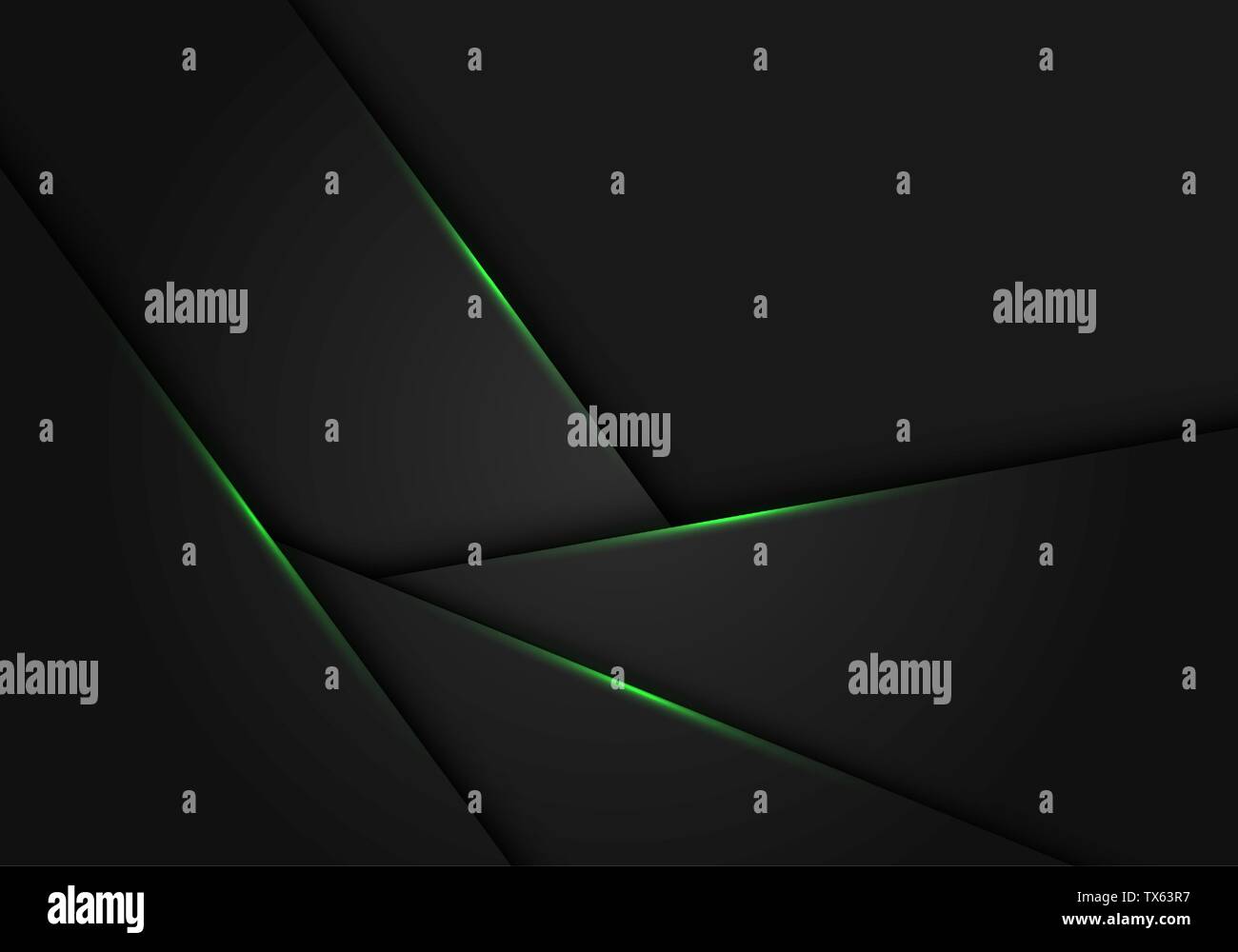 Abstract green light on dark grey metallic geometric design modern ...