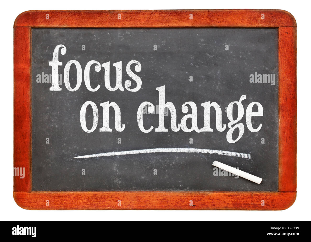 focus on change - white chalk text on a vintage slate blackboard Stock ...
