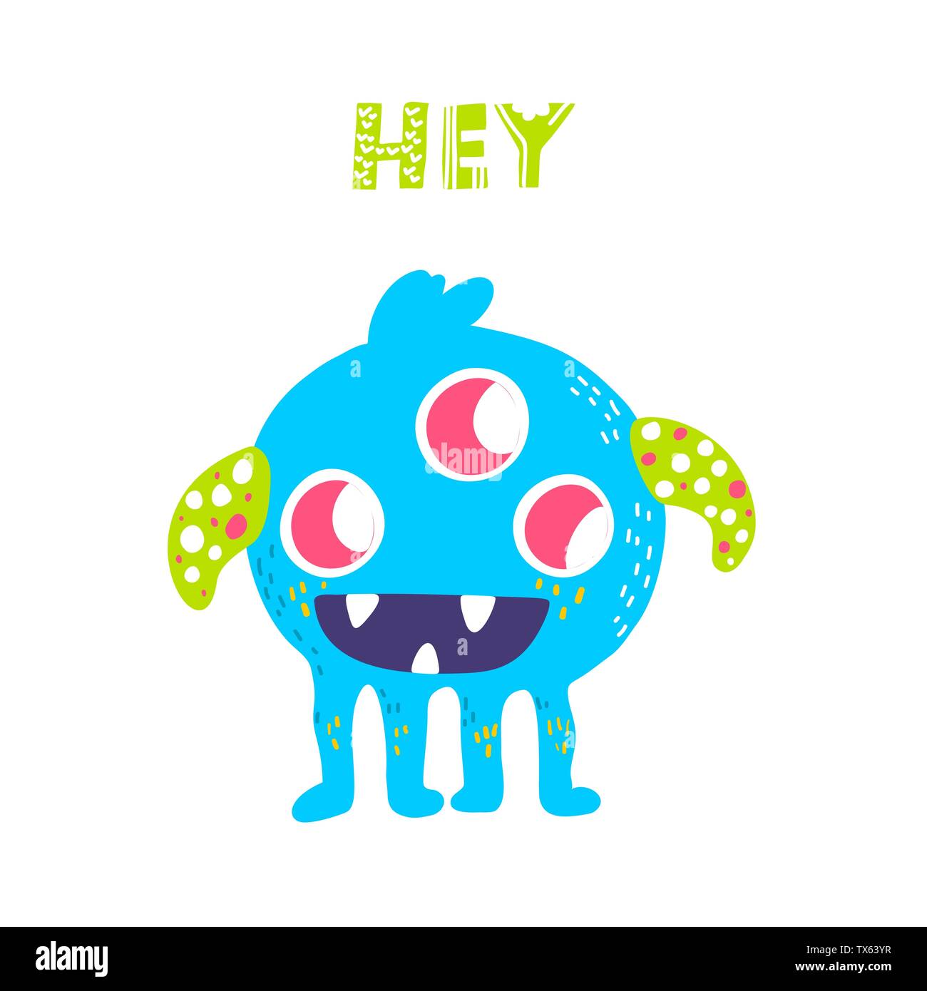 Vector isolated cute cartoon monster Stock Vector Image & Art - Alamy