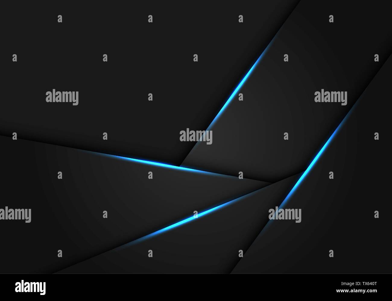 Abstract blue light on dark grey metallic geometric design modern ...