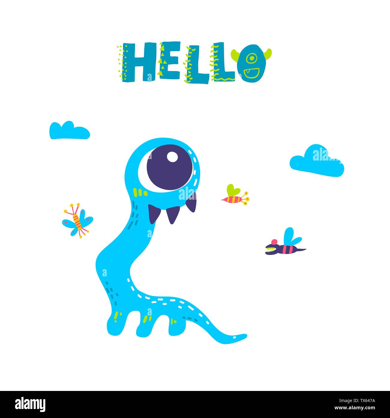 Vector isolated cute cartoon monster Stock Vector Image & Art - Alamy
