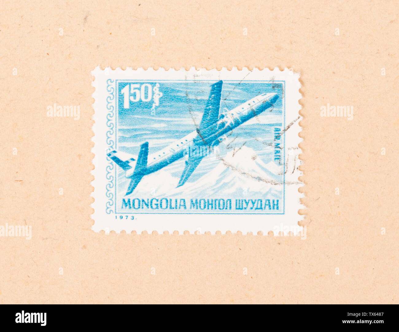 MONGOLIA - CIRCA 1973: A stamp printed in Mongolia shows an airplane ...
