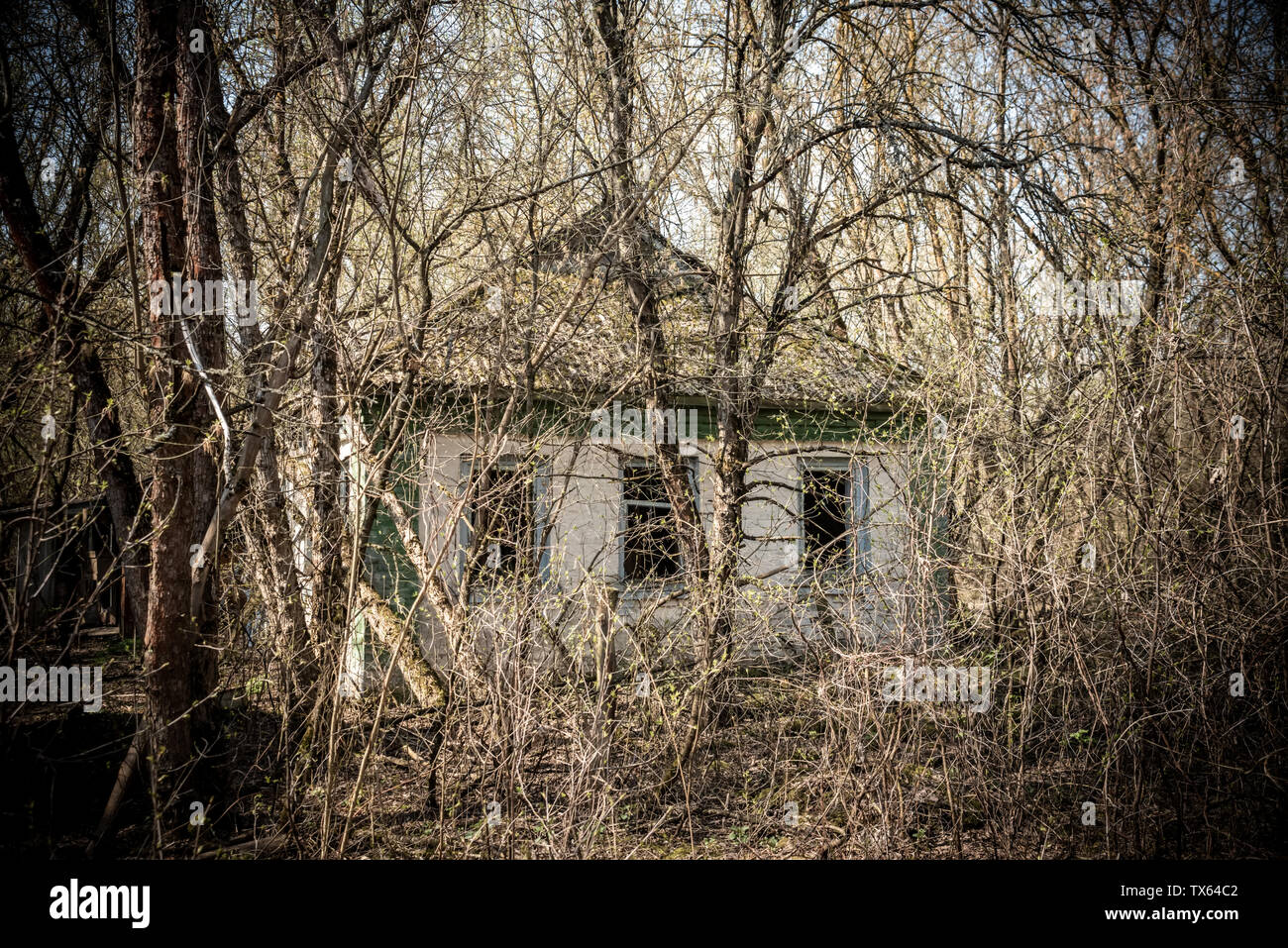 Building of abandoned kindergarten in destroyed village of Kopachi 10 ...