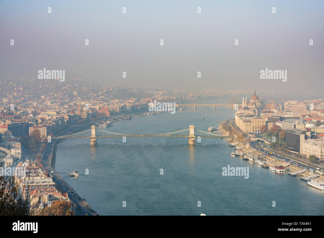 Aerial view of the famous Elisabeth Bridge at Budapest, Hungary Stock ...