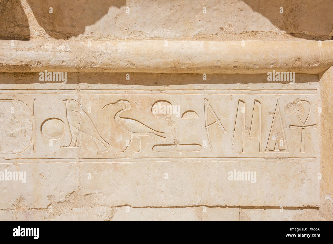 Hieroglyphs in the sun cult complex in the Temple of Hatshepsut in the ...