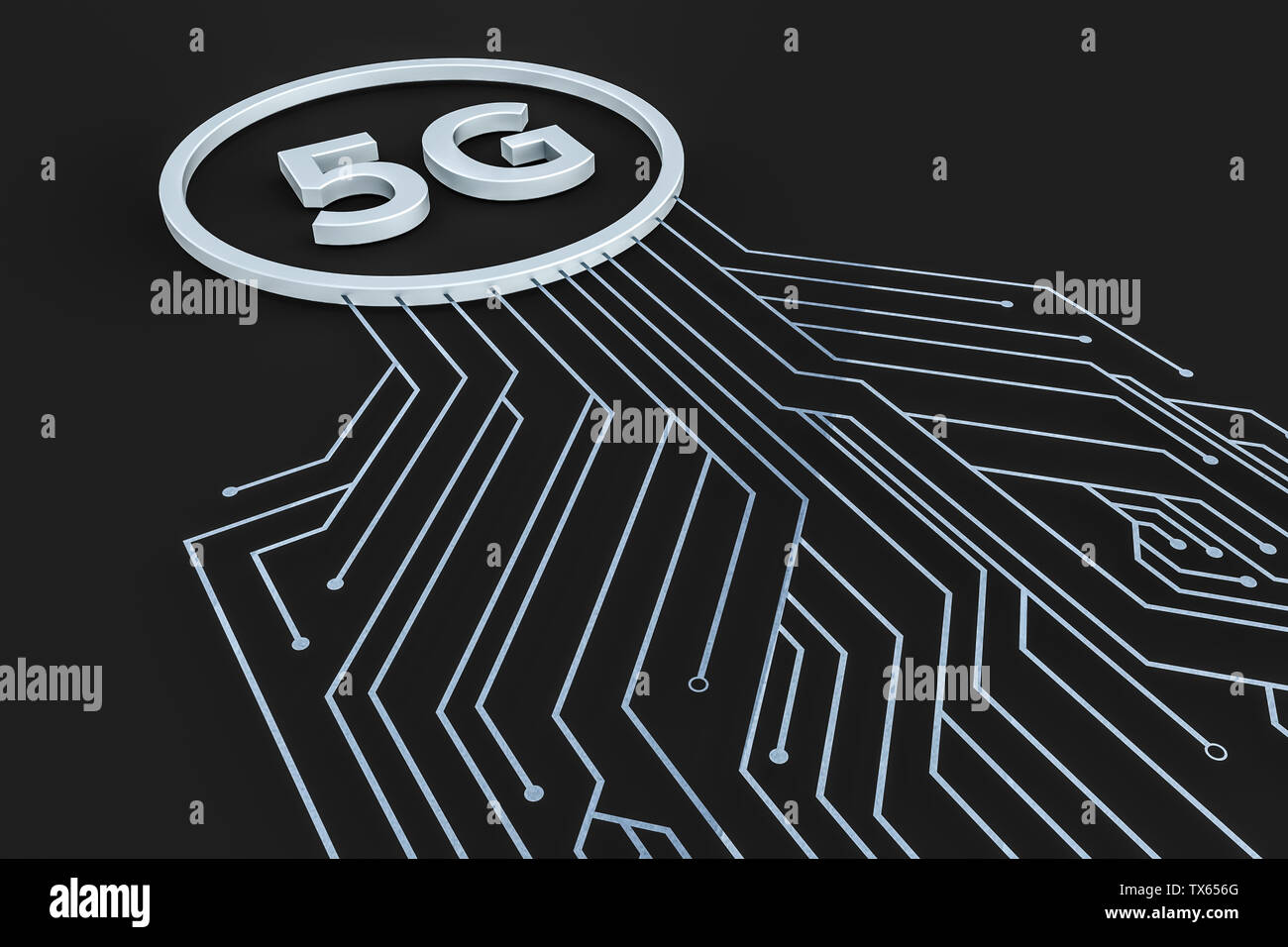 Three-dimensional rendering, 5G chip circuit, technology background ...