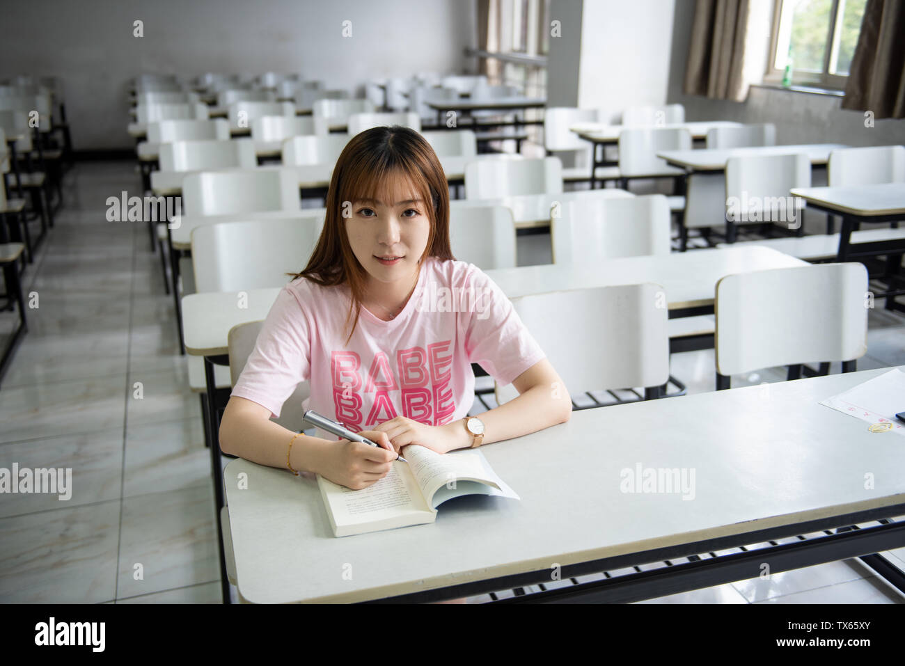 Asian college students study examination education in classrooms Stock ...