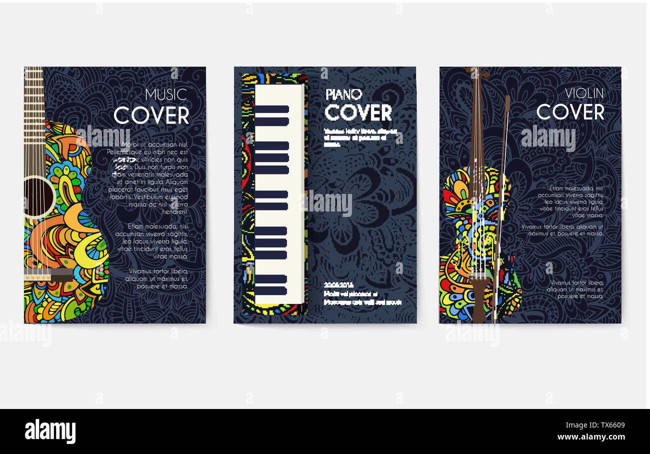 Set of musical ornament illustration concept. Art music, book, poster ...