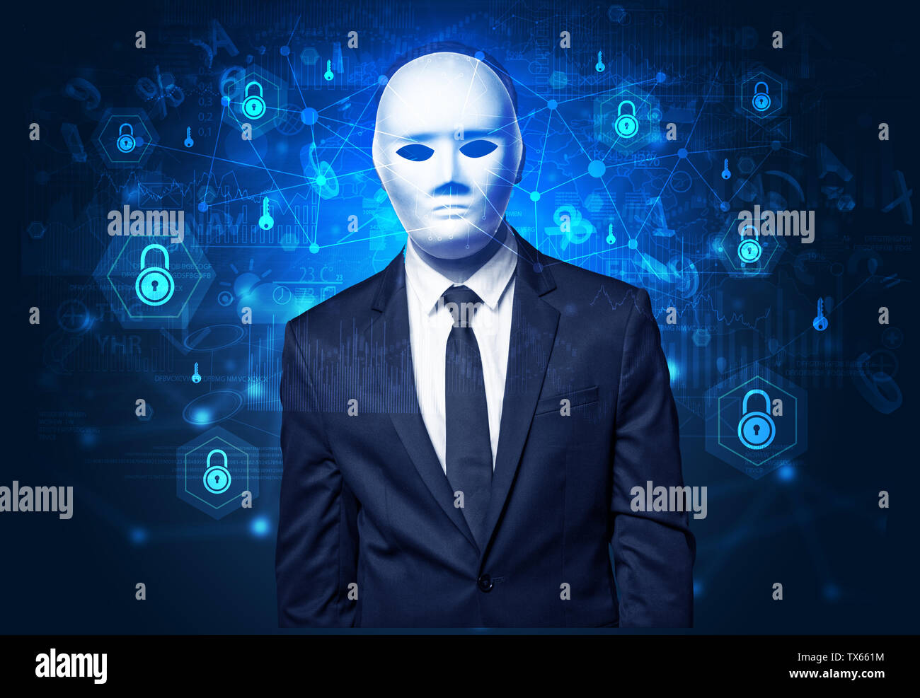 Facial security recognition concept with mesh and locks Stock Photo - Alamy