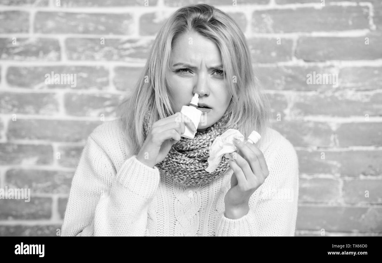 Runny nose sniffles Black and White Stock Photos & Images - Alamy