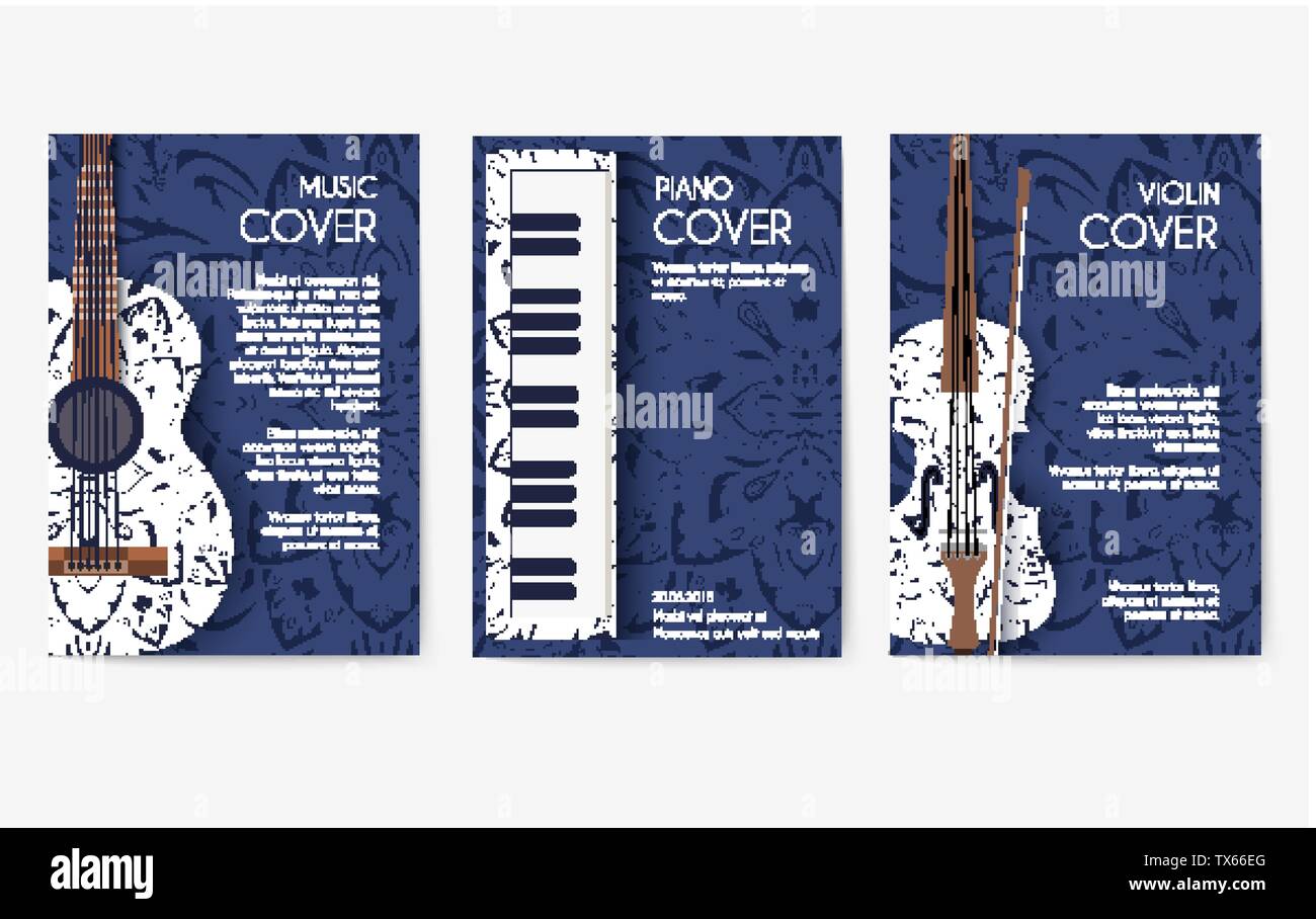 Set of musical ornament illustration concept. Art music, book, poster ...