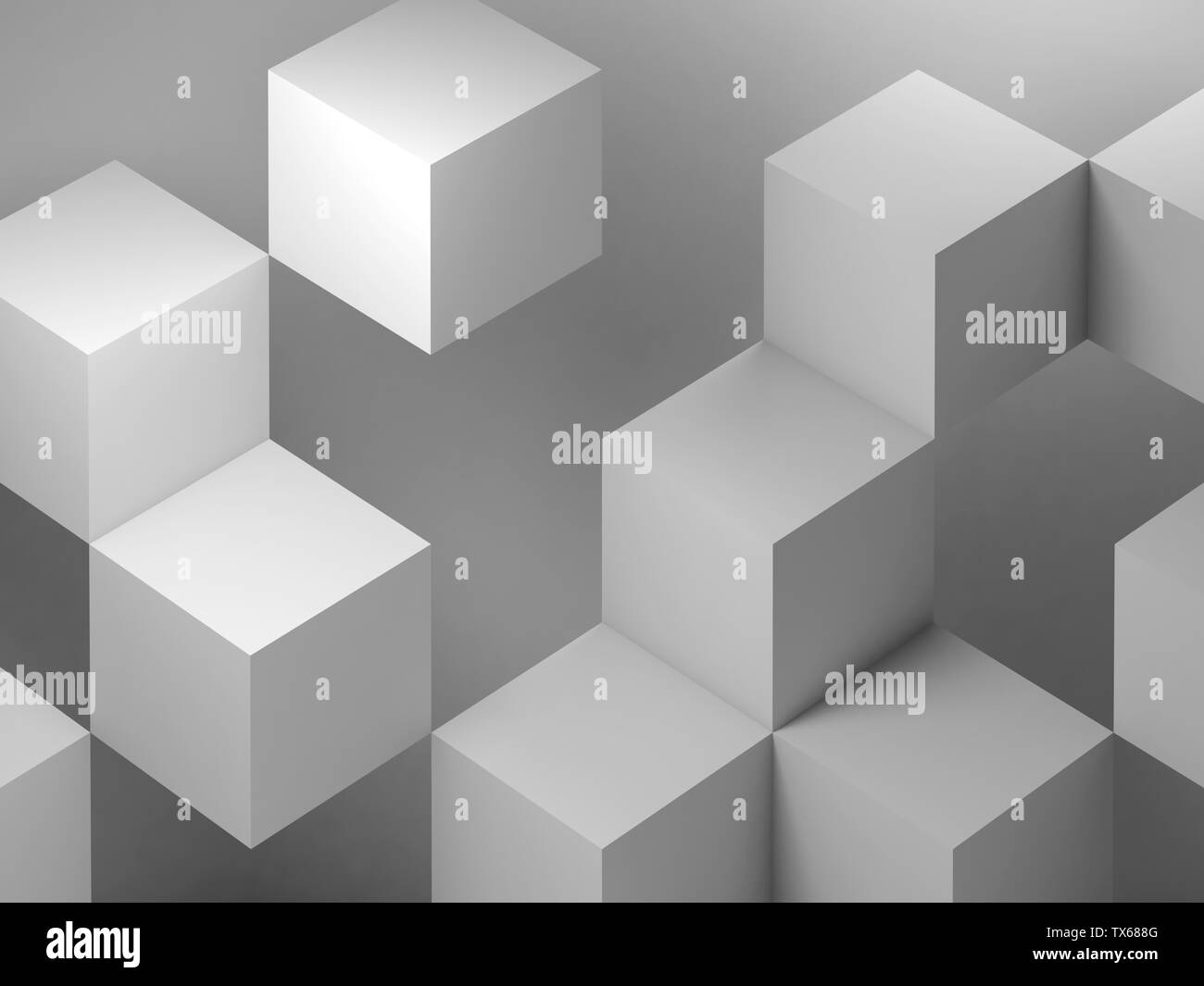 Abstract digital background with white and gray cubes installation. 3d ...