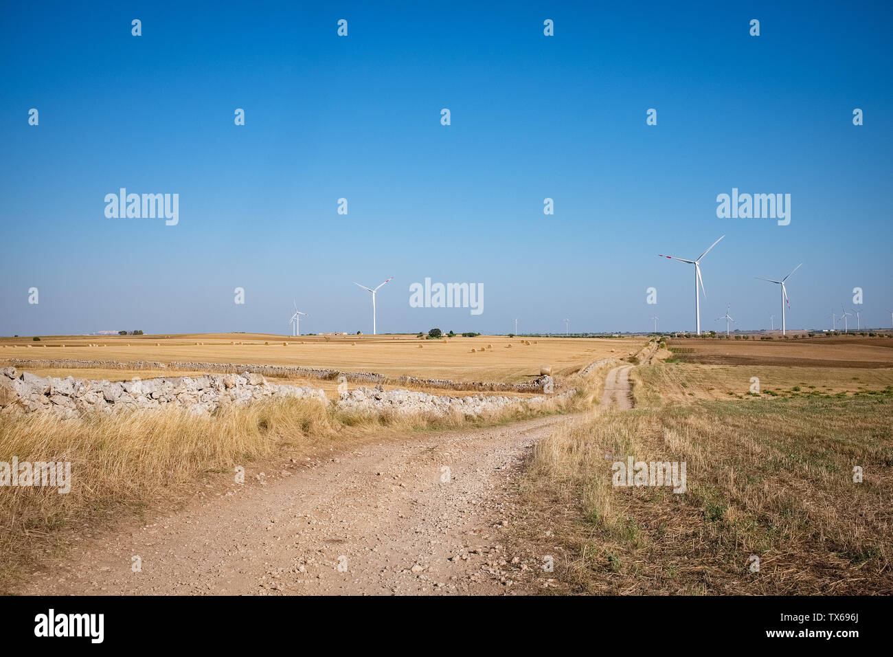 Landscape of Murgia plateau with wind farm. Apulia region, Italy Stock ...